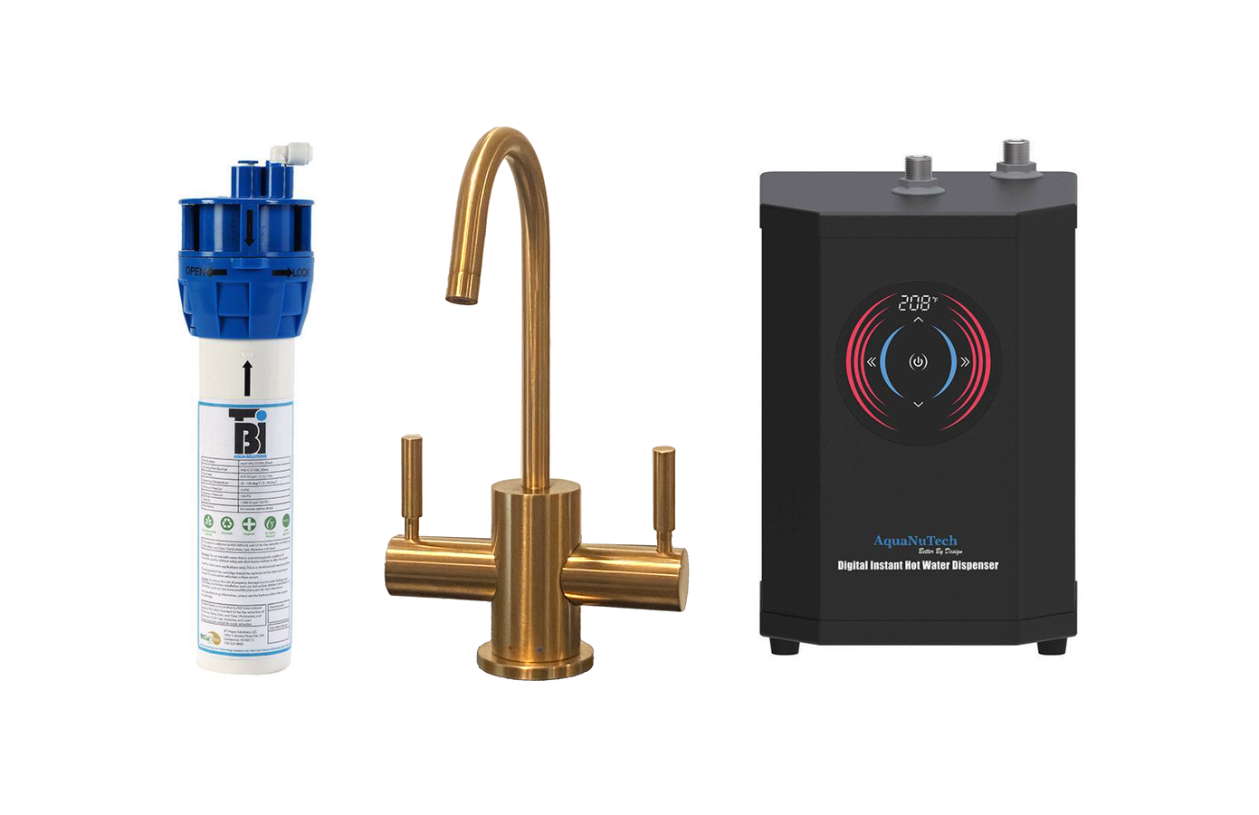 Filtration/Hot Water Combo - Contemporary C-Spout Faucet With Digital ...